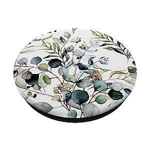 Eucalyptus green blossom flower leaves floral branches PopSockets Swappable PopGrip