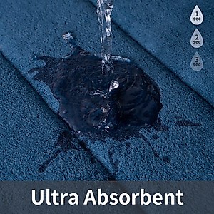 ROSMARUS Memory Foam Bath Mat 20” x 32”, Water Absorbent Shower Mat, Thick Bath Rugs for Bathroom Non Slip with PVC Backing, Ultra Soft Bathroom Rugs for Bathroom Floor & Tub, Navy