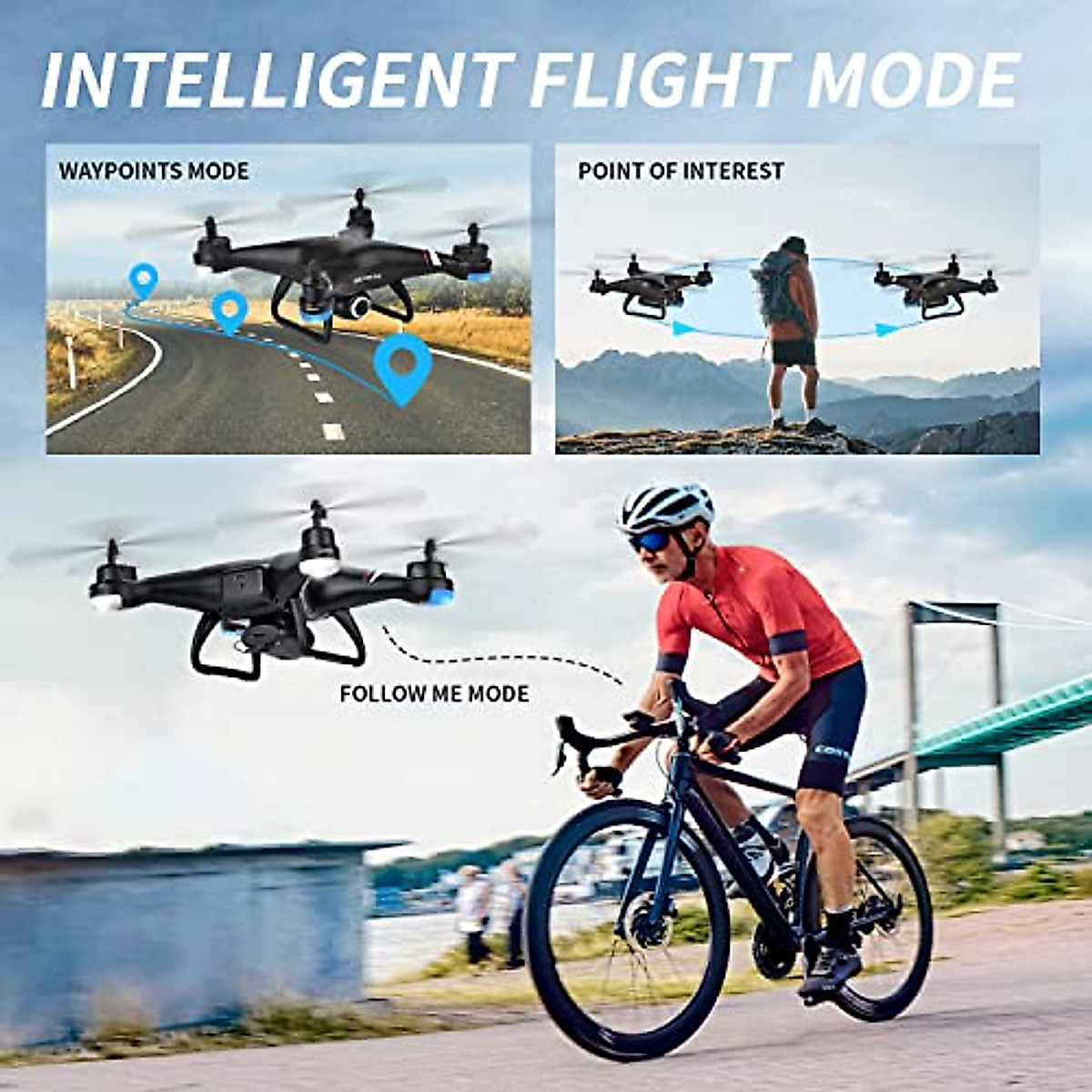 TENSSENX GPS Drone with 1080P HD Camera for Adults and Kids, 5G Transmission FPV Drone, RC Quadcopter with 2 Batteries, Carrying Bag, Auto Return, Follow Me, Altitude Hold, Easy for Beginners