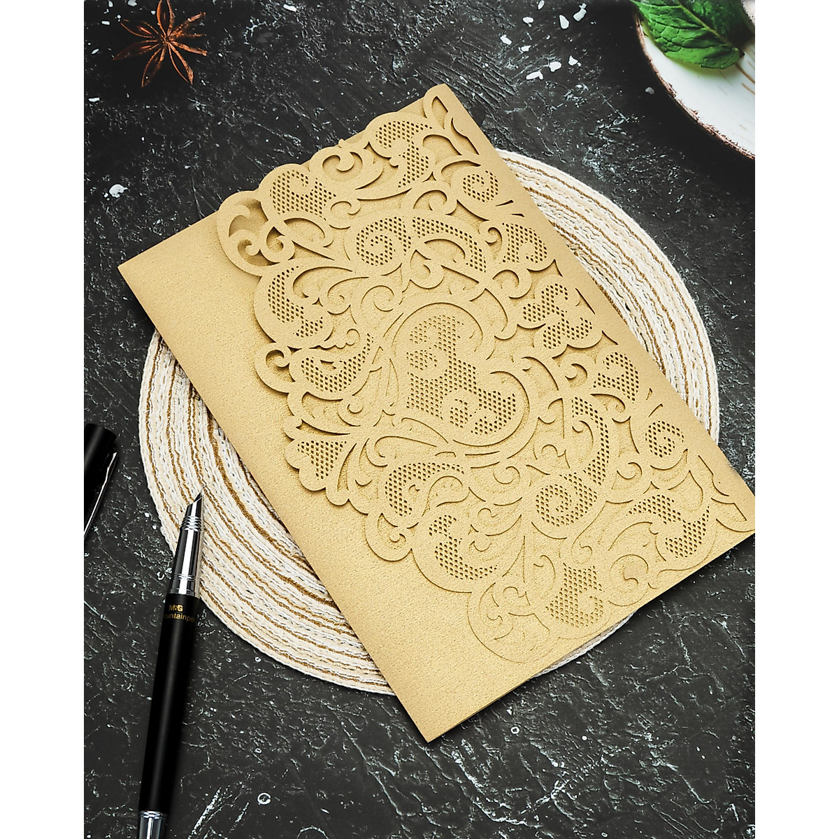 STAWINK Wedding Card for Bride and Groom, Dark Gold 3D Pop up Wedding Card with Envelope and 2 Inside Pages, Wedding Shower Card, for Greeting/Anniversary/Wedding/Valentine/Engagement