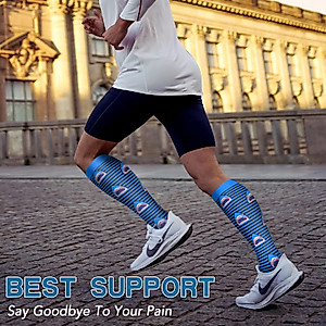 SunFeeling 6 Pairs Compression Socks for Women & Men Circulation, 20-30mmHg is Best Support for Running,Athletic,Sports,Small-Medium