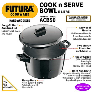 Cook-n-Serve Bowl 5 Litre, 23 cm DIA, 4.06 mm THICK with HA lid