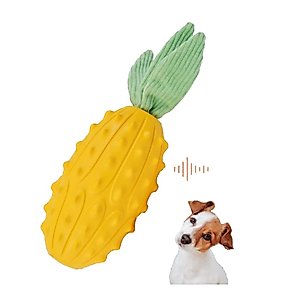 Potato Brothers-Durable Dog Chew Toys，Pet Squeaky Toys- Fetch Mate, for Middle-Large Sized Aggressive Chewers, Safe Natural Rubber, Teeth Cleaning(Kiwano-Shaped)