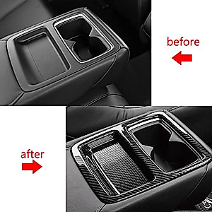 Xotic Tech Inner Rear Seat Water Cup Holder Panel Frame Cover Trim, Carbon Fiber Pattern, Compatible with Honda Accord 10th Gen 2018-2022