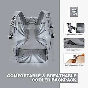 Maelstrom 35 Can Backpack Cooler Leakproof,Insulated Soft Cooler Bag,Beach / Camping Cooler,Ice Chest Backpack for Travel, Grocery Shopping,Kayaking,Fishing,Hiking,Grey