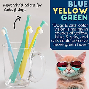 MoonyMars Cat Toothbrush Small Dog Tooth Brush, Tooth Brushing Kit with Micro Round & Pointed Head for Puppy, Kitten & Small Pet, Doggy Toothbrushes Dental Cleaning, Easy Handle, Soft Bristles, 5 PCS