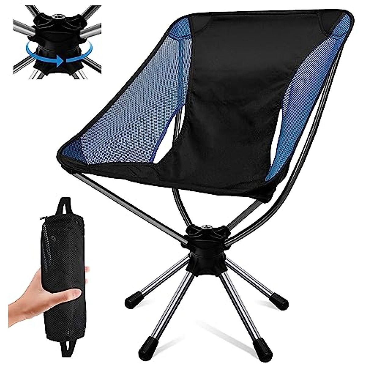 RODANNY Camping Chairs, 360°Degree Swivel Hunting Chair，Lightweight Portable Folding Camping Chairs for Adults, Foldable Outdoor Chairs for Travel Camping Hiking Fishing Beach,Supports 330Lbs