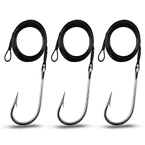 Fishing Shark Rig Big Game Stainless Steel Fishing Hooks with 400lb Nylon Coated Cable Leader Rigging Surf Shark Fishing Rigs for Shark Tuna Saltwater Fishing