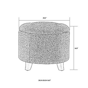 Convenience Concepts Designs4Comfort Round Storage Ottoman 19.75" - Versatile Contemporary Foot Stool for Living Room, Office, Gray Fabric