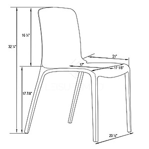 LeisureMod Adler Mid-Century Modern Dining Side Chair, Set of 2 (Clear)
