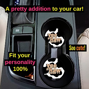 Upnow Pro Funny Car Coasters Cup Holders - 2 Pack, Cow Print Car Accessories Women, Farm Animal, Cute Car Cup Holder Coaster, Absorbent Ceramic Car Coaster Keep Cupholder Clean w/ Cork Base, Set of 2