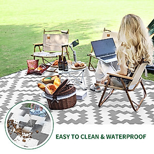 RVGUARD Outdoor Rugs, Reversible Patio Mat 9 x 12 ft, Waterproof Camping Rugs for Indoor/Outdoor, Patio, RV, Picnic, Beach, Backyard, Deck, Black & White