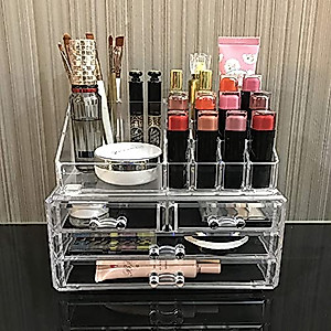 Ikee Design Clear Makeup Organizer for Vanity, Bathroom Counter or Dresser - Easily Accessible with Clear Design. Perfectly Organize Your Beauty Essentials. Adds an Elegant Touch to Your Space.