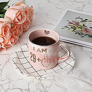 30th Birthday Gifts for Women - Funny Turning 30 Year Old Birthday Gift Ideas for Wife, Mom, Daughter, Sister, Aunt, Best Friends, BFF, Coworkers - Fabulous Pink Marble Mug, Ceramic 11.5oz Coffee Cup
