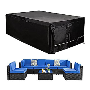 Patio Furniture Sectional Set Covers Large Waterproof Outdoor Furniture Set Covers Loveseat Set Covers Rectangle Heavy Duty 90" L x 64" W Black