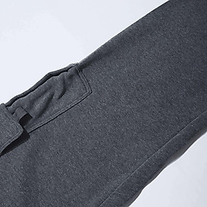 Men's Heavyweight Fleece Cargo Sweatpants Stretch Elastic Waist Trousers Drawstring Loose Fit Joggers with Pockets