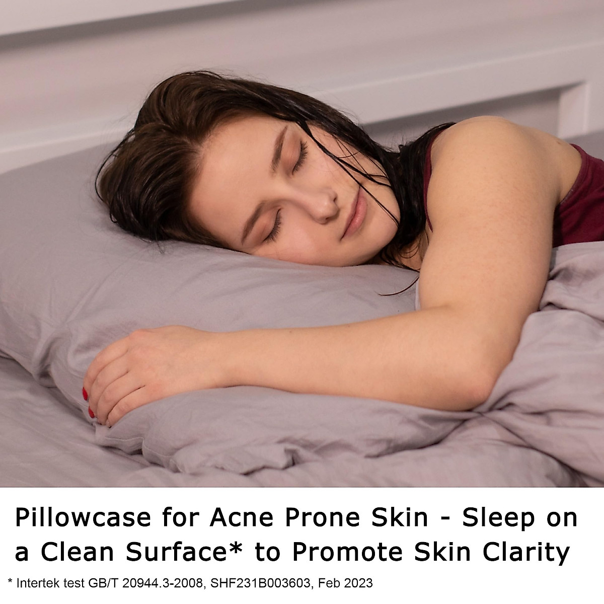 Pillowcase for Acne Prone Skin - Anti-Acne Copper Infused Pillow Case 1pc, Dermatologist-Tested Vegan Silk Pillowcase Queen Size 20x30, Cooling Silky Satin Pillow Cases for Hair and Skin