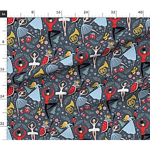 Spoonflower Fabric - Nutcracker Ballet Christmas Music Holiday Ballerina Printed on Petal Signature Cotton Fabric by The Yard - Sewing Quilting Apparel Crafts Decor