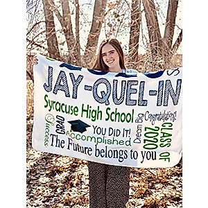 Personalized Custom Graduation Throw Blanket for Adults and Teens. Soft and Vibrant Colors. (GradBlanket)