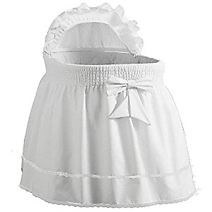 BabyDoll Bedding Precious Bassinet Liner/Skirt & Hood, White, 17" L x 31" W