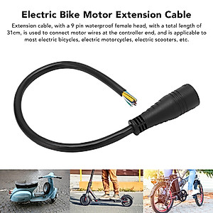 VGEBY Electric Bike Connecting Cable, Motor Convert Extension Cord 9 Pin 31cm with Waterproof Female Connector Electric Accessories
