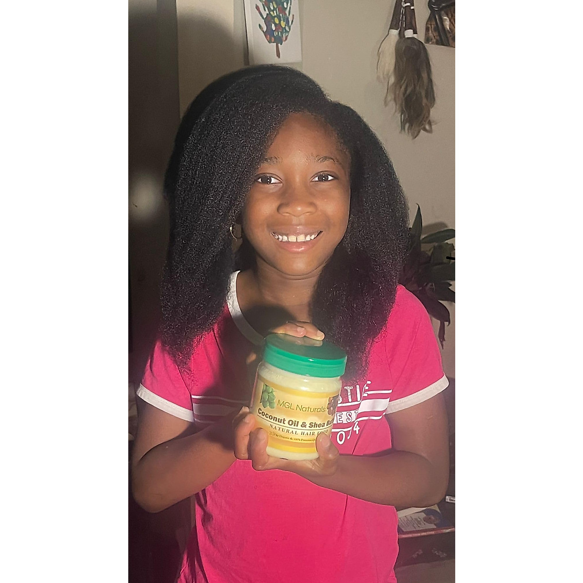 MGL Naturals Coconut Oil and Shea Butter Natural Hair Food made with organic ingredients. Nourish and moisturize hair for growth, softness, shine, manageability and protect against hair damage.