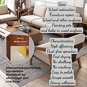 Wood Filler Putty,9.87 Ounce Wood Filler Stainable and Paintable,Walnut Wood Putty,Wood Repair Kit for Quickly Repair Any Breaks,Cracks,Chips and Defects in Wooden Furniture,Easy to Use and Sand