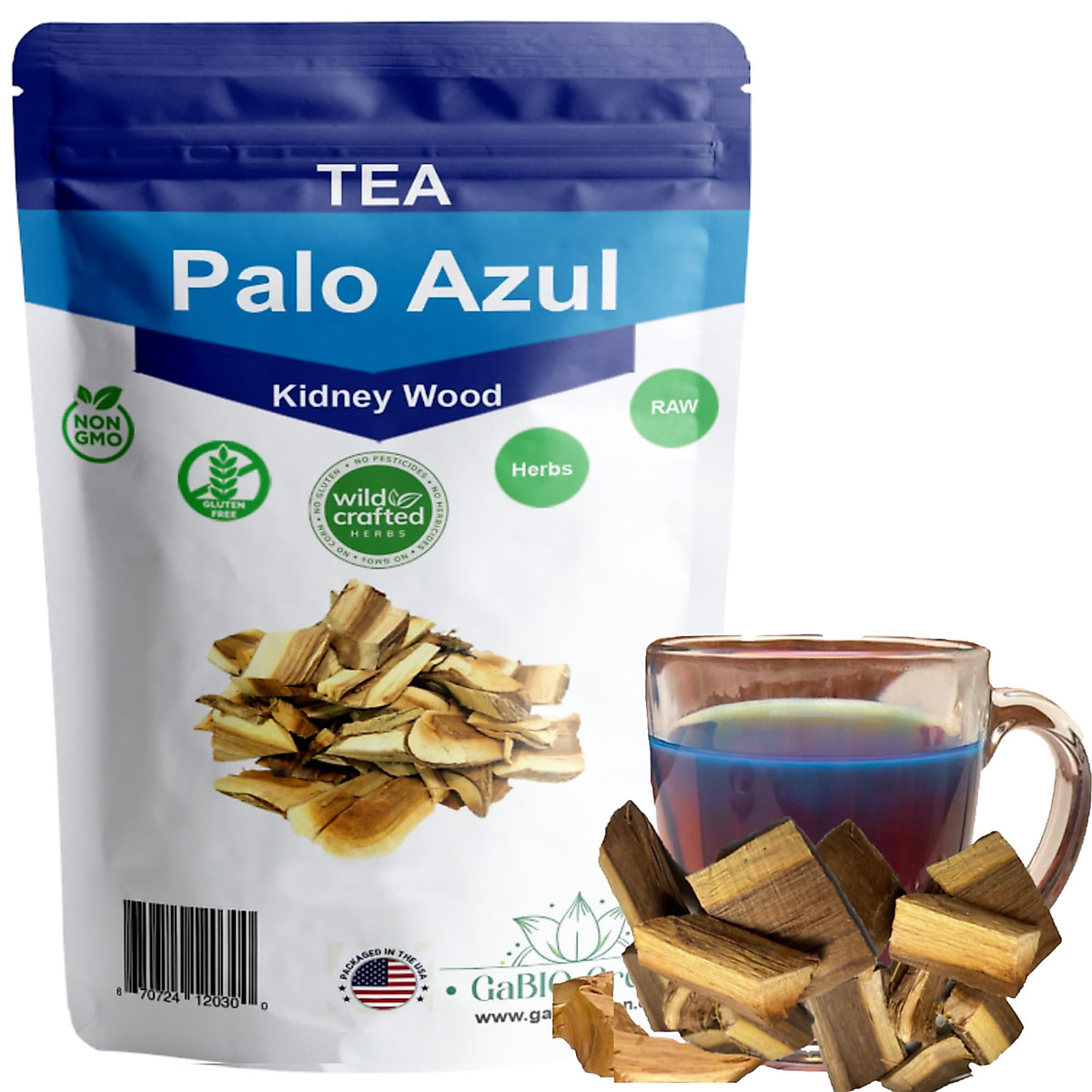Kidney Wood (4oz), Palo Azul (55-60 Cups Aprox), Blue Stick Tea Teatox, non-GMO, Gluten-free Tea Bark, Natural kidney cleanse, palo azul tea, Packaged in the USA, Resealable Bag (4 ounces).