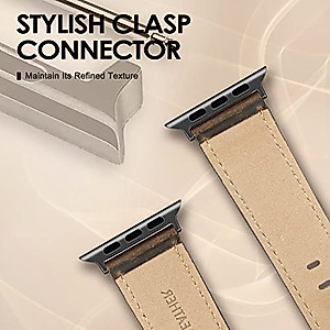 SWEES Leather Band Compatible for Apple Watch 42mm 44mm 45mm, Genuine Leather Replacement Wristband Strap Compatible iWatch Series 7 6 5 4 3 2 1 SE Sports & Edition Men And Women, Retro Brown