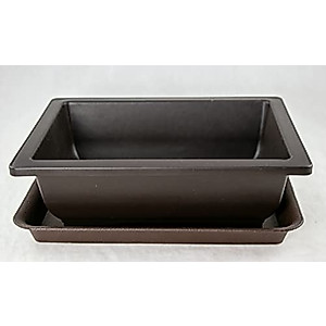 Calibonsai 4 Sets Rectangular Plastic Bonsai Training Pot, Cactus & Succulent Planter + Tray 10''x 7.5''x 3'' - Dark Brown