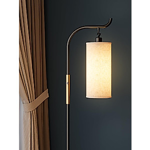 addlon Floor Lamps for Living Room, dimmable Floor lamp with Linen lampshade, arc Floor lamp Modern Standing Lamps, Bright Floor lamp for Bedroom and Office - Black