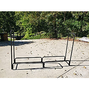 ifavor123 6.5 FT Firewood Rack Outdoor Indoor Heavy Duty Wood Rack for Firewood Log Rack with Cover Outdoors Wood Storage Stand Tubular Wood Pile Lumber Storage Stacking Log Bin Black