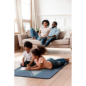 Flagship Carpets You are a Star Kid's Floor Seating Square Rug for Home or School Area Rug for Social Distance Learning, Children's Activity Room Carpet for Reading and Playing, 30" x 30", Gray/Teal