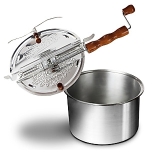 Original Whirley Pop Popcorn Maker - 6 Quart Stovetop Popcorn Popper With Four Popping Kits, Aluminum Popcorn Pot With Metal Gears, Wabash Valley Farms Stove Top Popcorn Maker, Popcorn Pan (Silver)