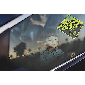 2 PCS Baby On Board Stickers for Cars, Baby on Board Car Signs Safety Warning Stickers Reflection Waterproof Stickers for Window Cling (5×5 Inch)