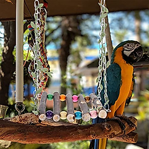 POPETPOP Bird Swing Perch Parrot Cage Hanging Toy Wooden Parrot Toy Wooden Cage Hammock Stands for Parakeets Cockatiels Conures Macaws Finches Accessory