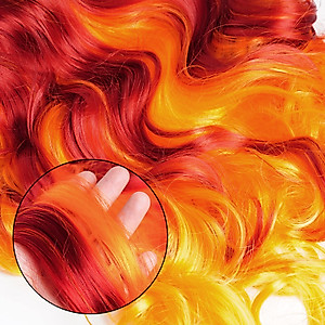 Rbenxia 30 Inch Gradient Orange Yellow Wigs Colorful Long Curly Wavy Wigs Hair Heat Resistant Spiral Costume Wigs Anime Fashion Halloween Christmas Cosplay Party (Yellow to Orange to Red)