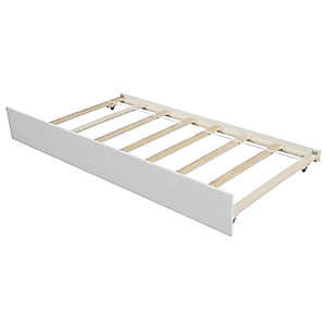 MERITLINE Kids Twin Bed with Trundle, Platform Bed Trundle Twin Bed with Headboard and Footboard for Girls Boys, No Need Box Spring, White