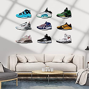 JEHUPA Floating Shoe Rack Display Racks - Set of 6 Clear Display Wall Mounted Shoe Racks, Acrylic Hanging Shoe Display Stands for Displaying Sneakers