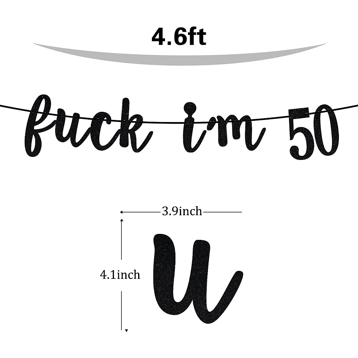 Black Glitter Fuck I'm 50 Banner, Cheers to 50 Years/Holy Shit You're 50/Happy 50th Birthday/Older Wiser Hotter, 50th Birthday Party Decorations