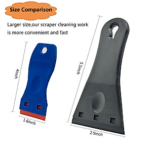 Plastic Razor Blade Scraper Kit with Big Blade for Adhesive, Stickers, Labels, Paint, and Decal Removal on Windows and Glass (Black)