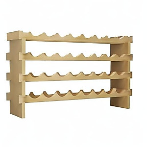 soges Wine Rack 32 Bottle Stackable Wine Storage Wood Wine Display Racks Free Standing Wine Shelf, BY-WS4832M