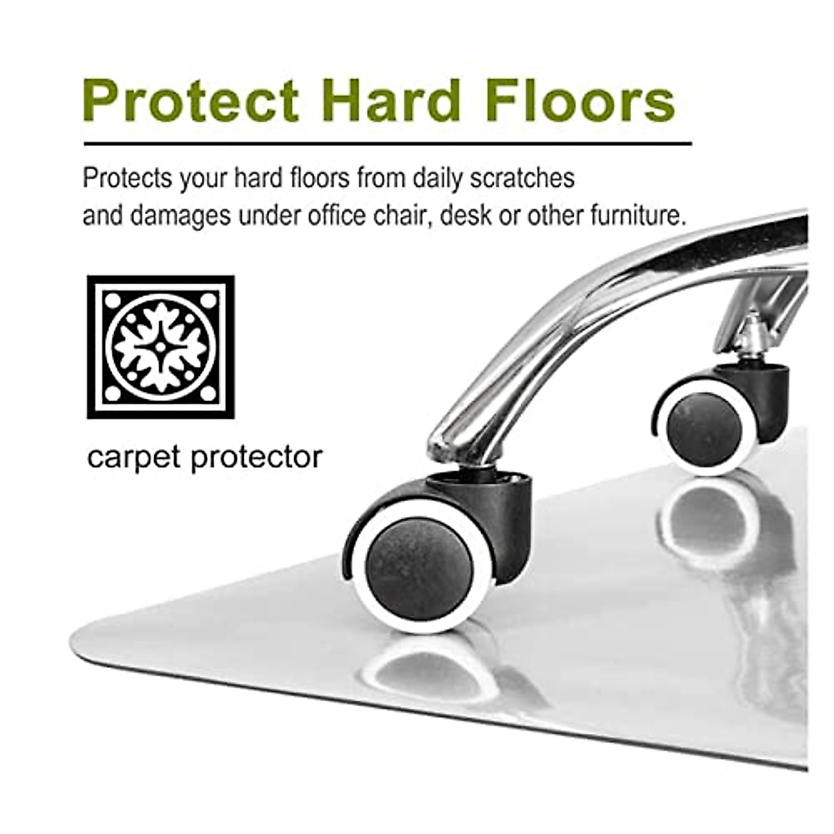Clear PVC Desk Chair Mat Transparent Office Home Floor Protector mat Chairmats Non-Slip, wear-Resistant, Easy to Clean, 1.5mm Thick,60/80/100cm wide,100-600cm length,100% Waterproof Vinyl Plastic Floo