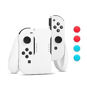 FUNDIARY Comfort Charging Grip Compatible with Nintendo Switch and Switch OLED Joycon, Handheld Accessories for Joycon Controller with LED Indicator with Charging Cable and 6 Thumb Caps