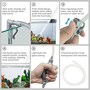 Fish Tank Gravel Vacuum Pump, Siphon Cleaner for Small Aquarium, Cleaning Tools, Water Changer and Drainage.