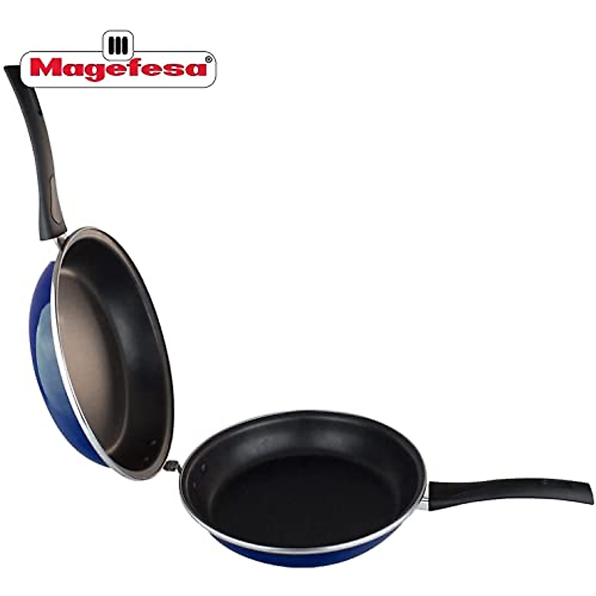MAGEFESA Blue Frittata Pan. Double layer non-stick frying pan, vitrified steel, compatible with all types of fire, including induction, Dishwasher safe, Ergonomic handle (9,4”) (BLUE)