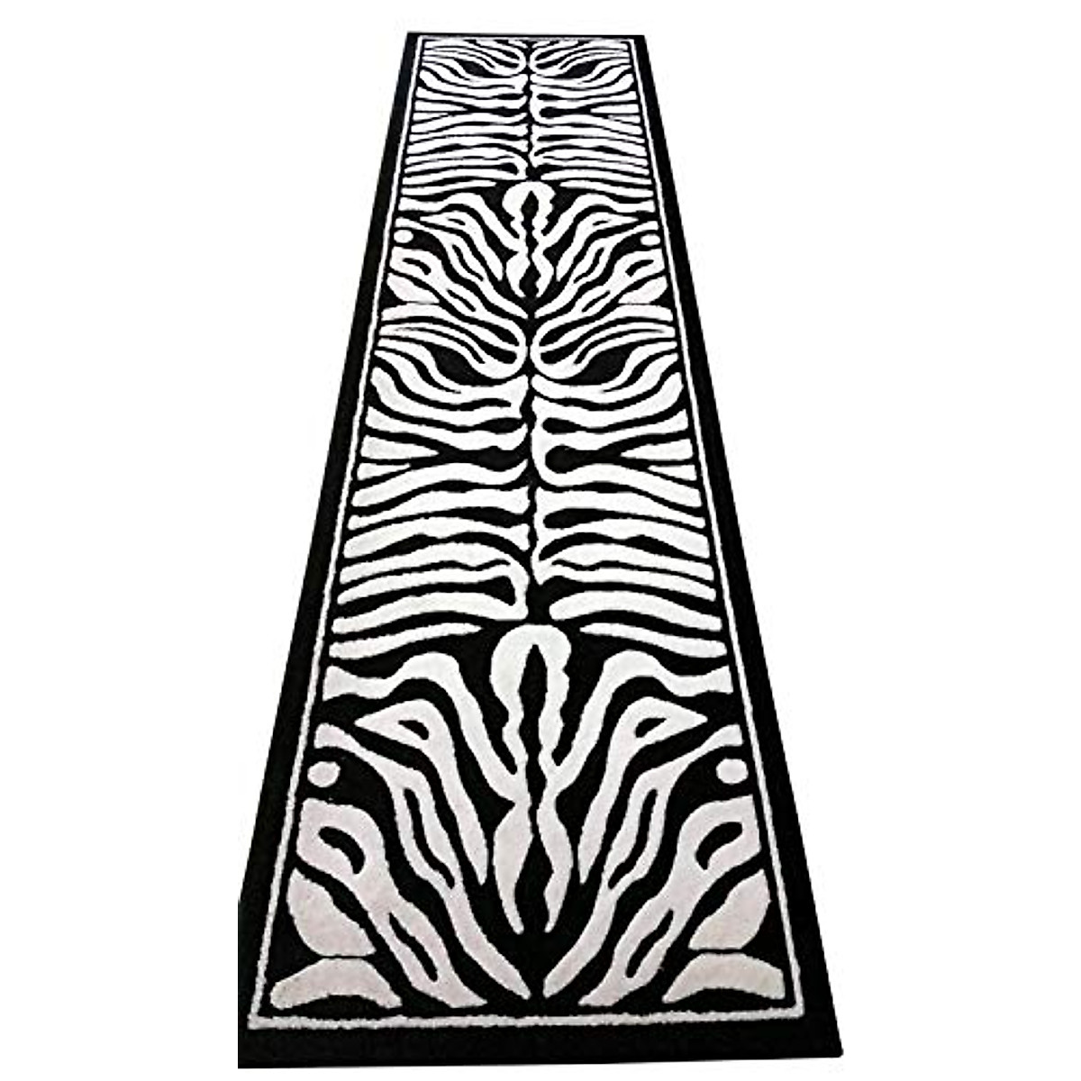 Americana Animal Skin Print Zebra Rug Black and Pure White Design 132 (2 Feet X 7 Feet 3 Inch)