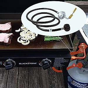 MENSI 6 Feet 1LB to 20LBS Propane Tank Cylinder Extension Hose with 1 Pound Regulator Assembly Kit for Blackstone 17" and 22" Griddle