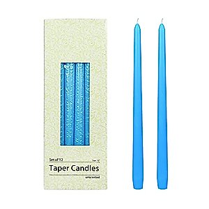 Zest Candle 12-Piece Taper Candles, 12-Inch, Light Blue