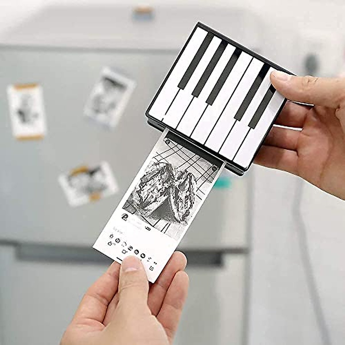 Phomemo M02 Pocket Printer - with 3 Rolls Transparent Gold Paper， Compatible with iOS + Android for Plan Journal, Study Notes, Art Creation, Work, Gift